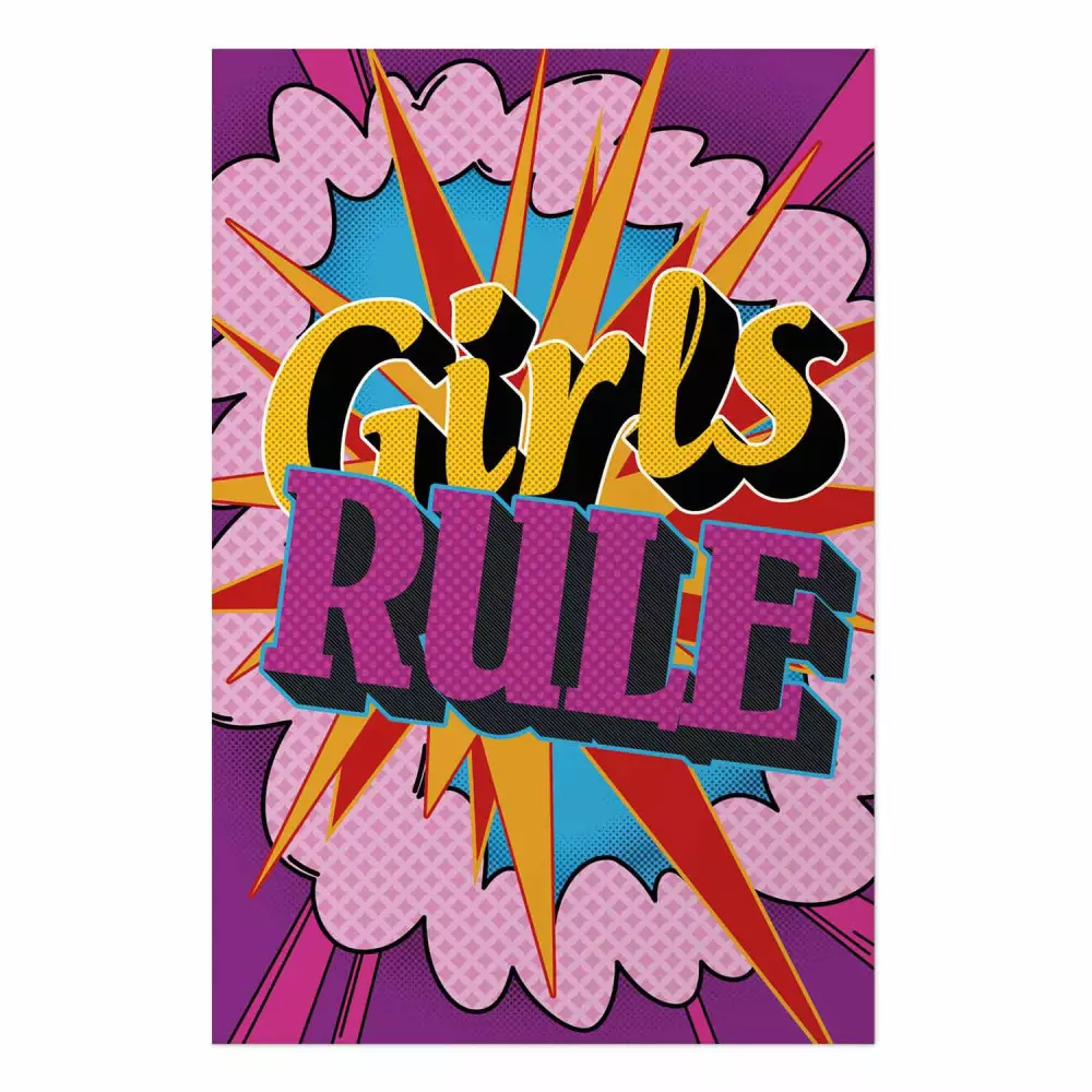 Plakat Girls Rule II - duży napis po angielsku w kolorowym motywie pop ...