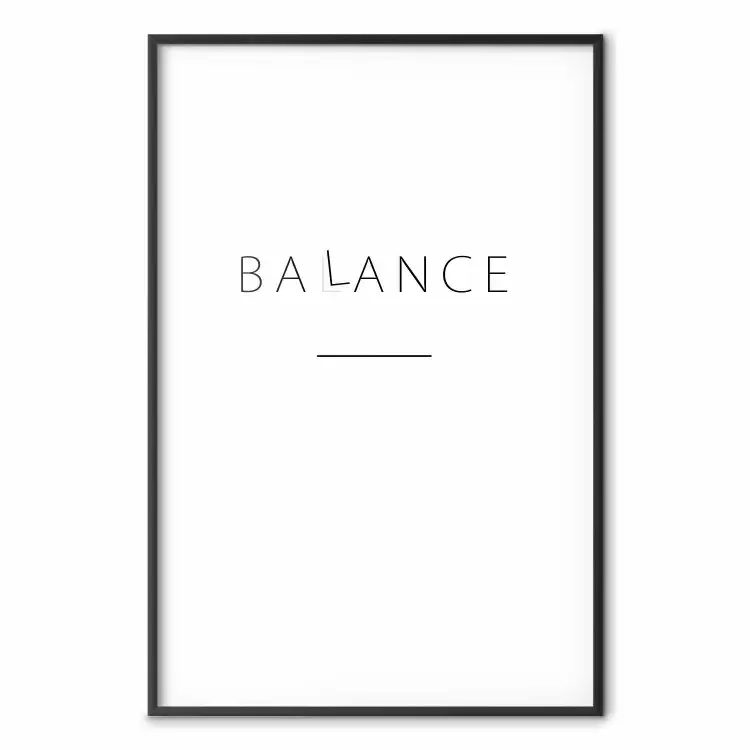 Plakat Balance - czarny angielski napis z drukowanymi literami na ...