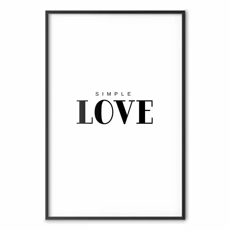 Plakat Simple Love - artystyczny napis w języku angielskim na białym ...
