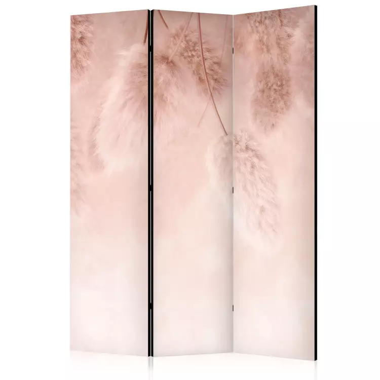 Parawan Pastelowe rośliny - puszyste kwiaty w stylu boho na różowym tle ...