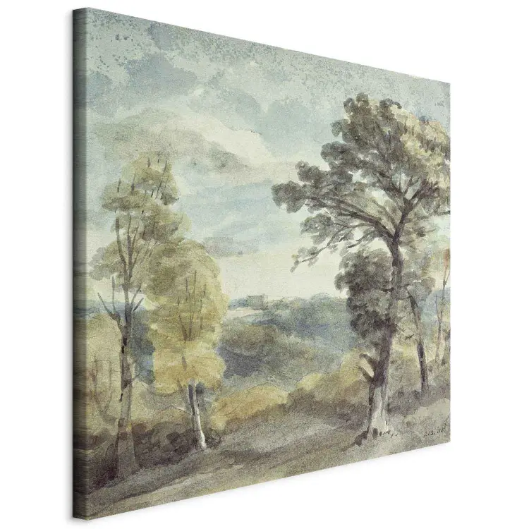 Reprodukcja John Constable - Krajobraz z drzewami i odległą rezydencją ...